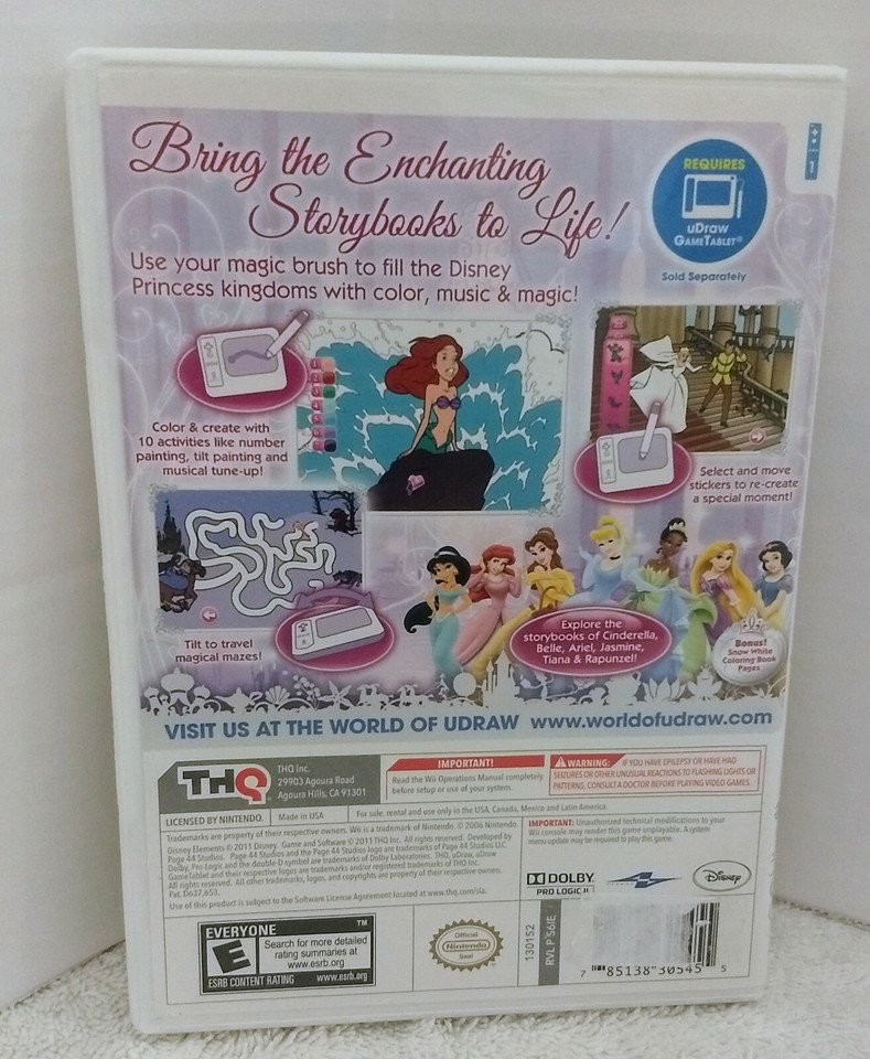 uDRAW Disney Princess: Enchanting Storybooks (Nintendo Wii Wii U) GAME ...