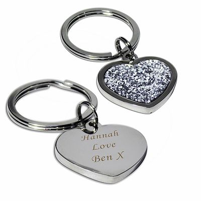 Personalised Diamante Heart Keyring-Free Laser Engraving - Birthdays ...