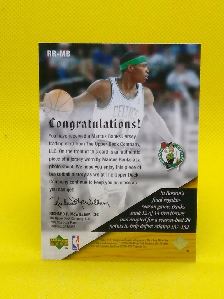 Marcus Banks 2004 Upper Deck ROOKIE REVIEW JERSEY #RR-MB Boston Celtics ...