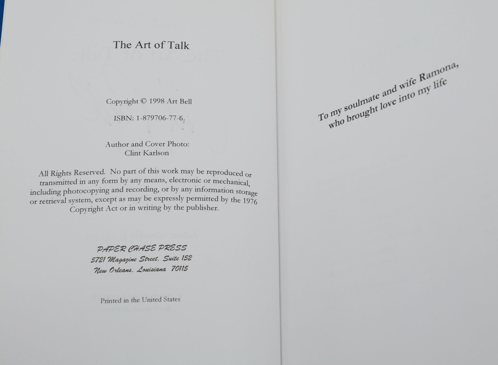 The Art of Talk by ART BELL ~ SIGNED Second Edition 1998 ~ Coast to ...