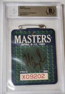 Fred Couples Signed 1992 Masters Augusta Golf Club Badge Autograghed ...
