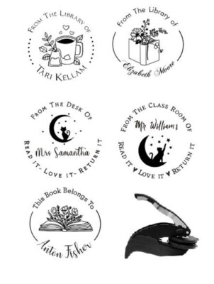 Custom Logo Embosser Stamp, Custom Hand Held Embosser-Open Book ...