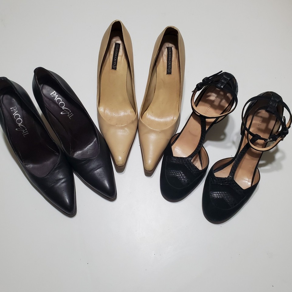 FANTASTIC Vtg PACO GIL Pointy METAL SPIKE High Heel Pumps LTHR Shoes ...