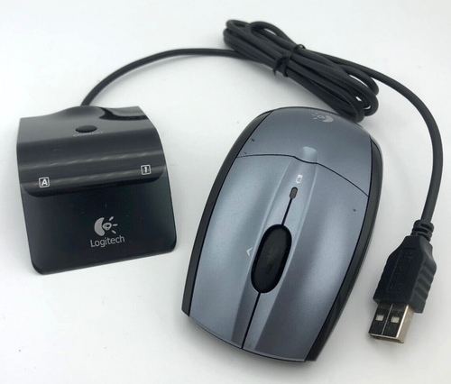 Logitech M-RCC114B Black & Gray Wireless Laser Mouse with USB receiver ...