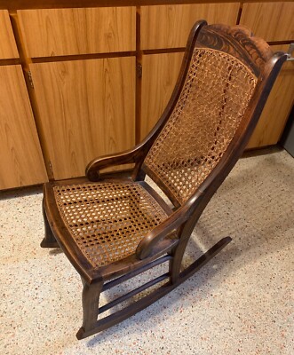 Vintage Cane Rocking Chair with Arms Original Finish | eBay