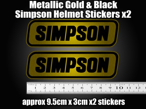 Simpson Decal Sticker x2 Moto GP helmet Gold & Black | eBay