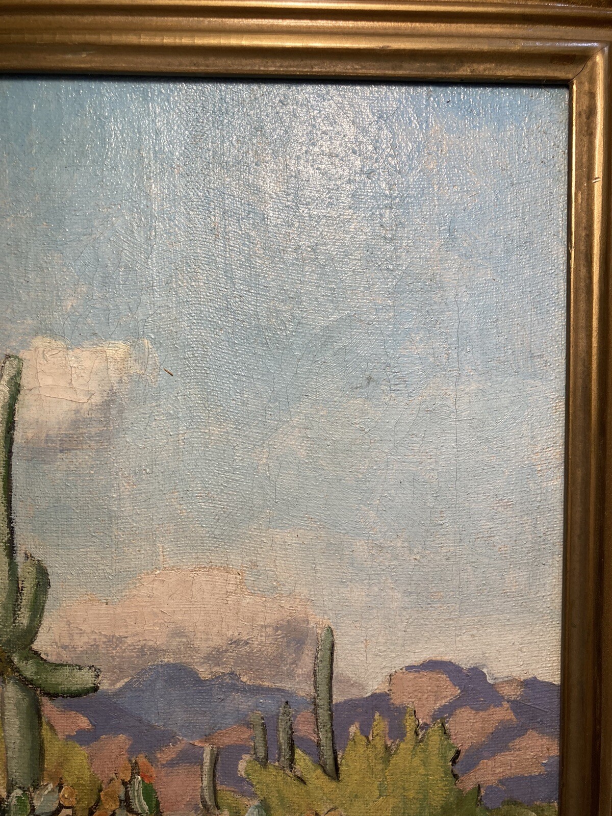 LOUISE EVERETT 1931 ARIZONA IMPRESSIONIST DESERT LANDSCAPE ANTIQUE OIL ...