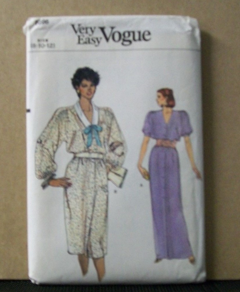 8696 VOGUE PATTERN SEWING MISSES DRESS SIZE 8 10 12 NEW SHORT OR LONG ...