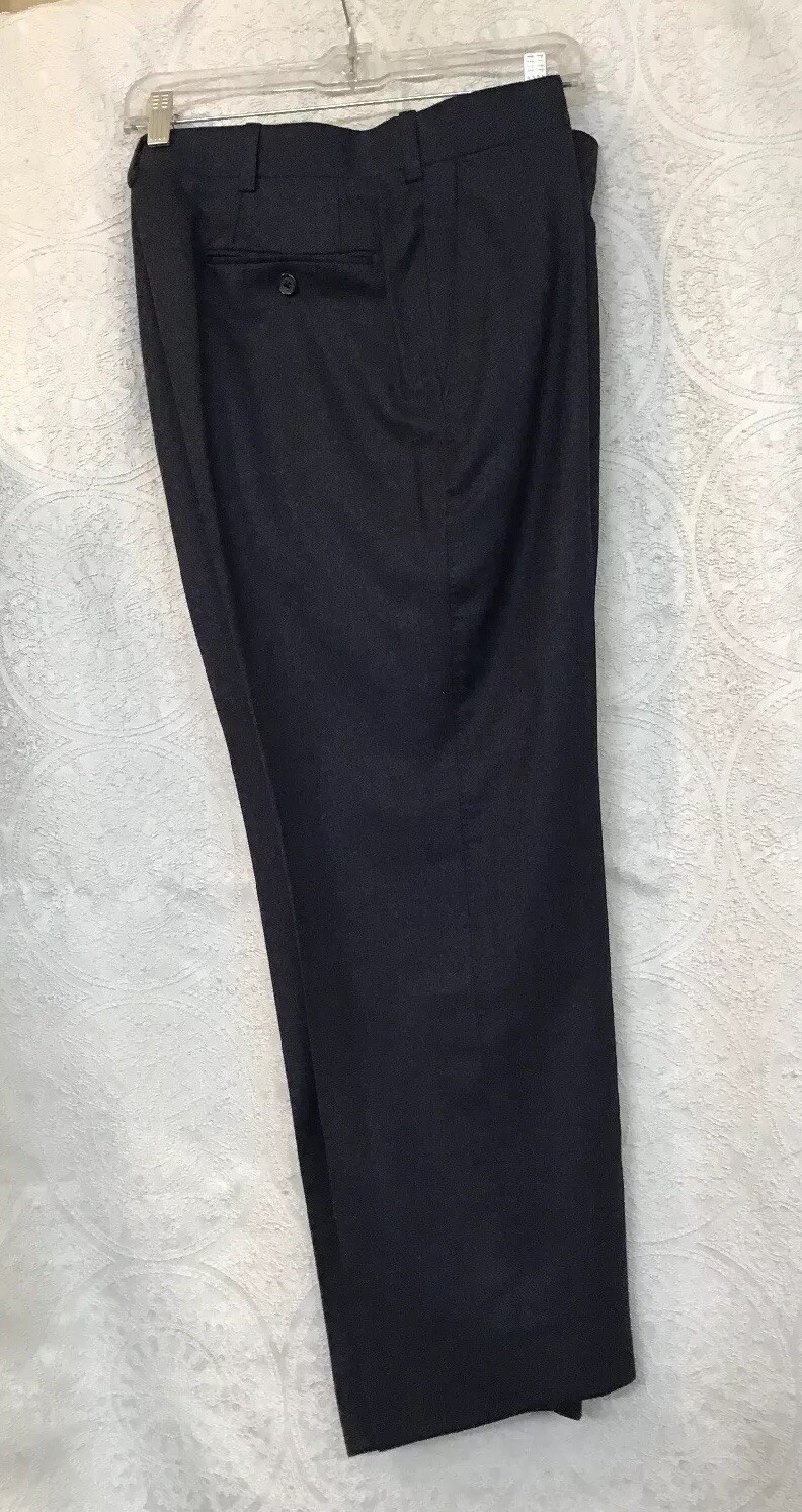 David August Mens Slacks Dark Blue Soft Wool Blend Si… - Gem