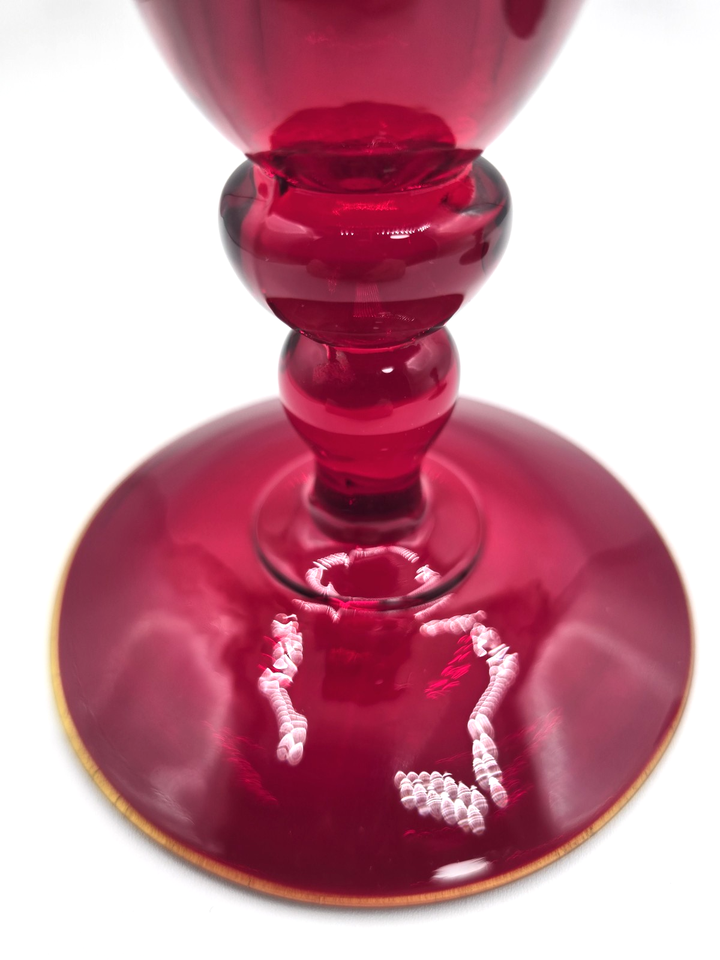 Set of 2 Vintage Viking Glass Ruby Red Glass Candle Holders 4" RARE | eBay