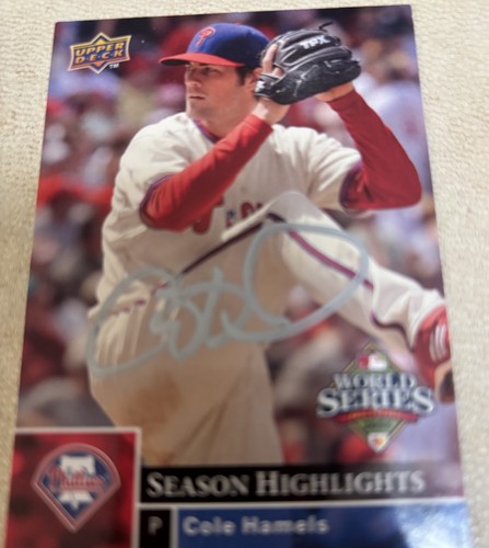 Cole Hamels Autographed 2008 Upper Deck Philadelphia Phillies World ...