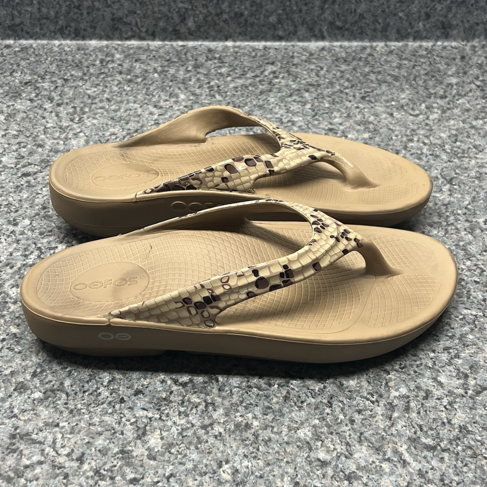 Oofos Oolala Desert Snake Sandals Thong Brown Tan | Women’s Size 9 | eBay