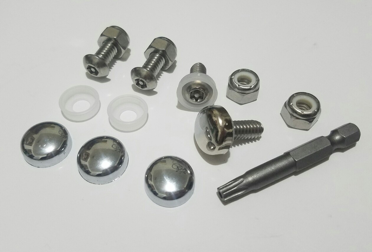 4 License Plate Tag Frame Domestic Standard Fasteners Screws Chrome ...