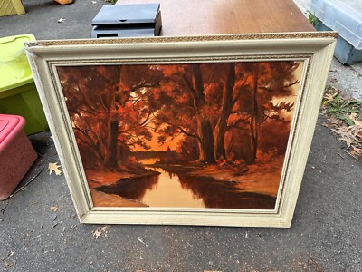 Antique Large Framed M Hasselbar Oil Painting Tonalism Impressionist ...