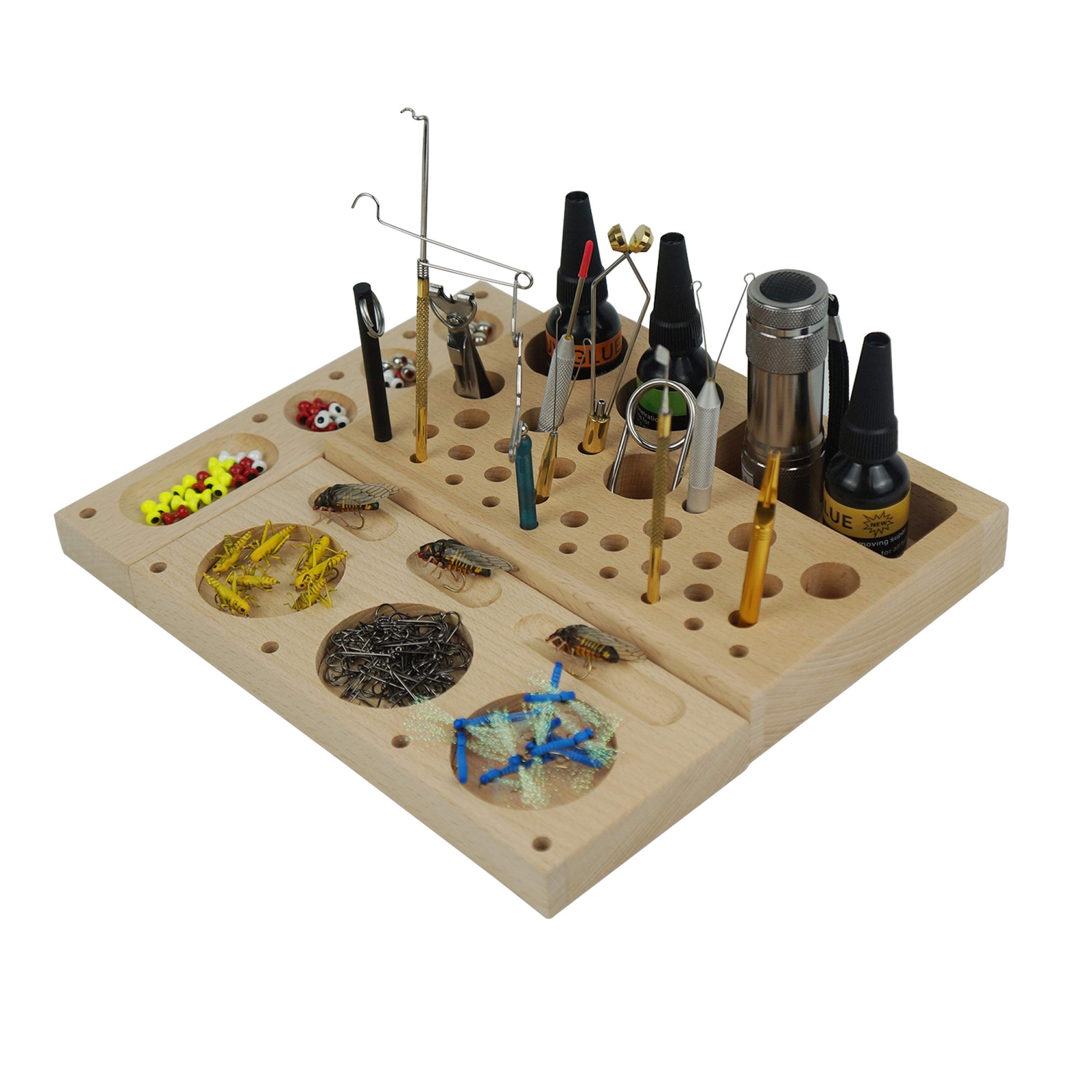 Fly Tying Tools Thread Spool Stand Nature Wood Station Hand Made Bobbin ...