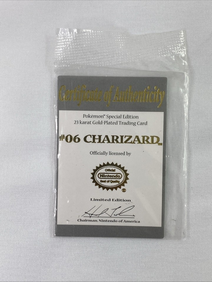 1999 NINTENDO CHARIZARD LIMITED EDITION 23K GOLD PLATED TRADING CARD ...