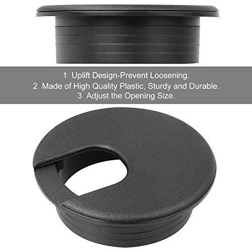 20Pack 2" Black Desk Grommet Wire Cable Hole Cover Plug Cap Insert PC ...