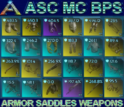 Ark ASA PVE BP Yuty Rex Carch Theri Mantis Saddle Hazard Flak Blueprint Carcharo | eBay