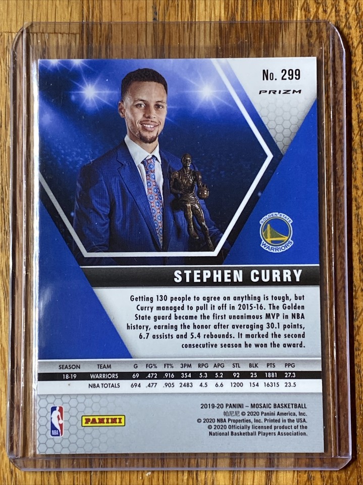 2019-20 Steph Curry MVP's Panini Mosaic Stephen Curry MVP Pink Camo ...