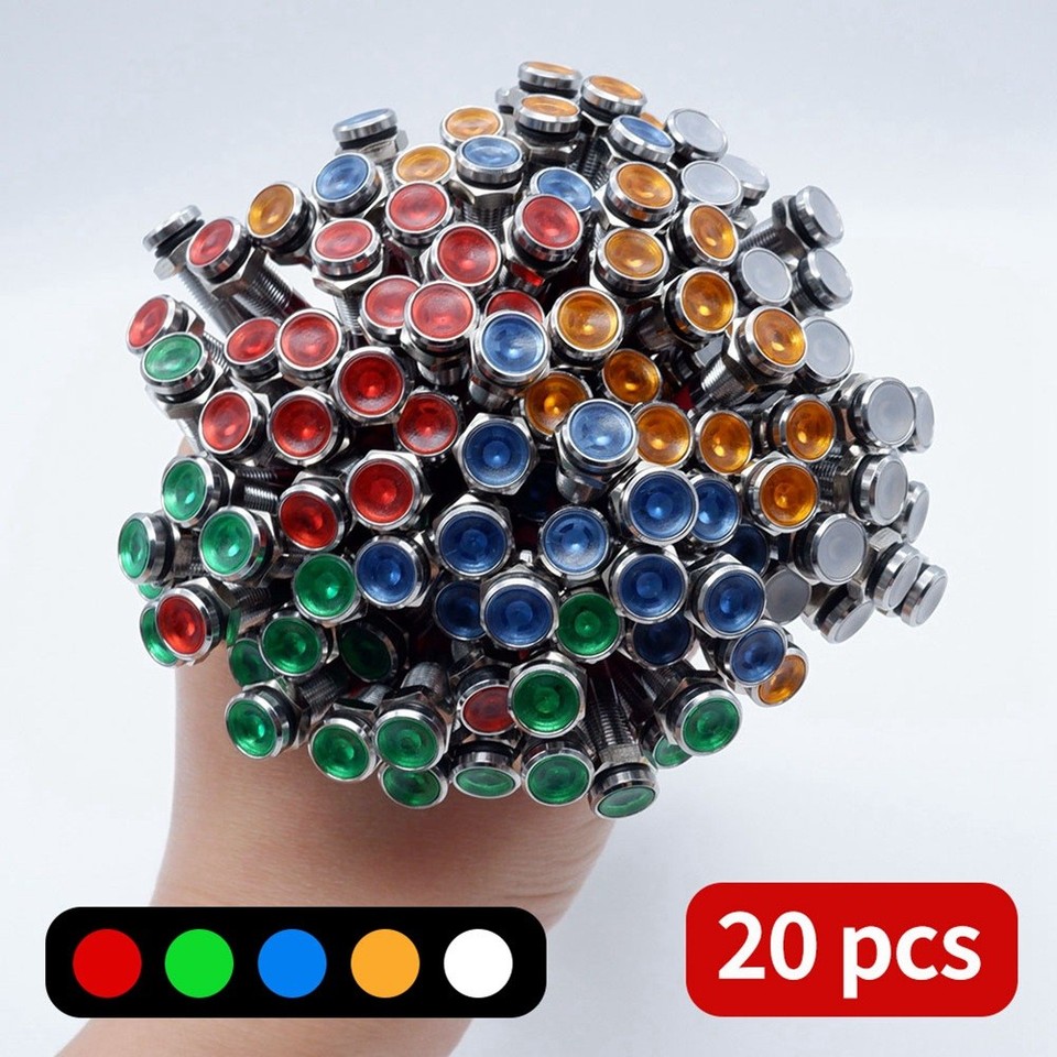 20Pcs 6mm Metal LED Warning Indicator Light Lamp Pilot Onboard ...