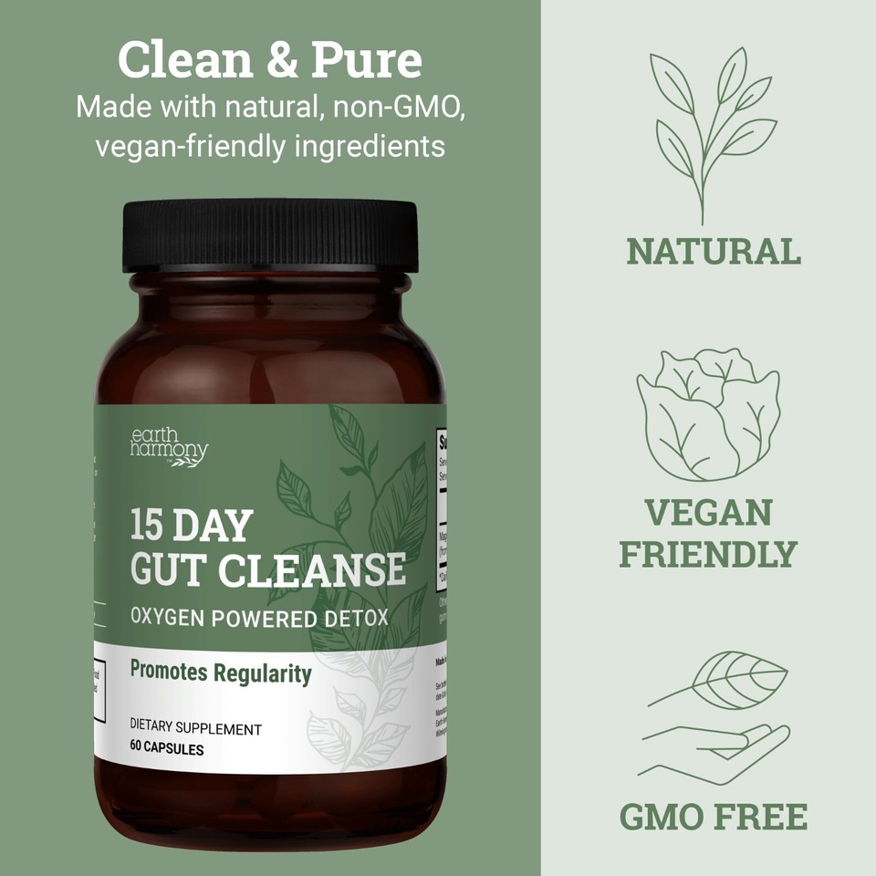 15-Day Gut Cleanse - Safe 15-Day Cleanse - Gut and Colon Support - 60 ...
