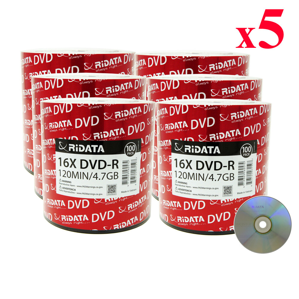 3000 Pack Ridata DVD-R 16X 4.7GB 120 Min Silver Logo Top Blank ...