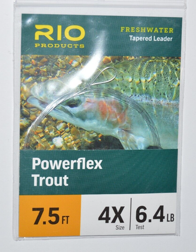 rio powerflex trout tapered leaders 7.5ft 4x 6.4lb streamers nymphs dry ...