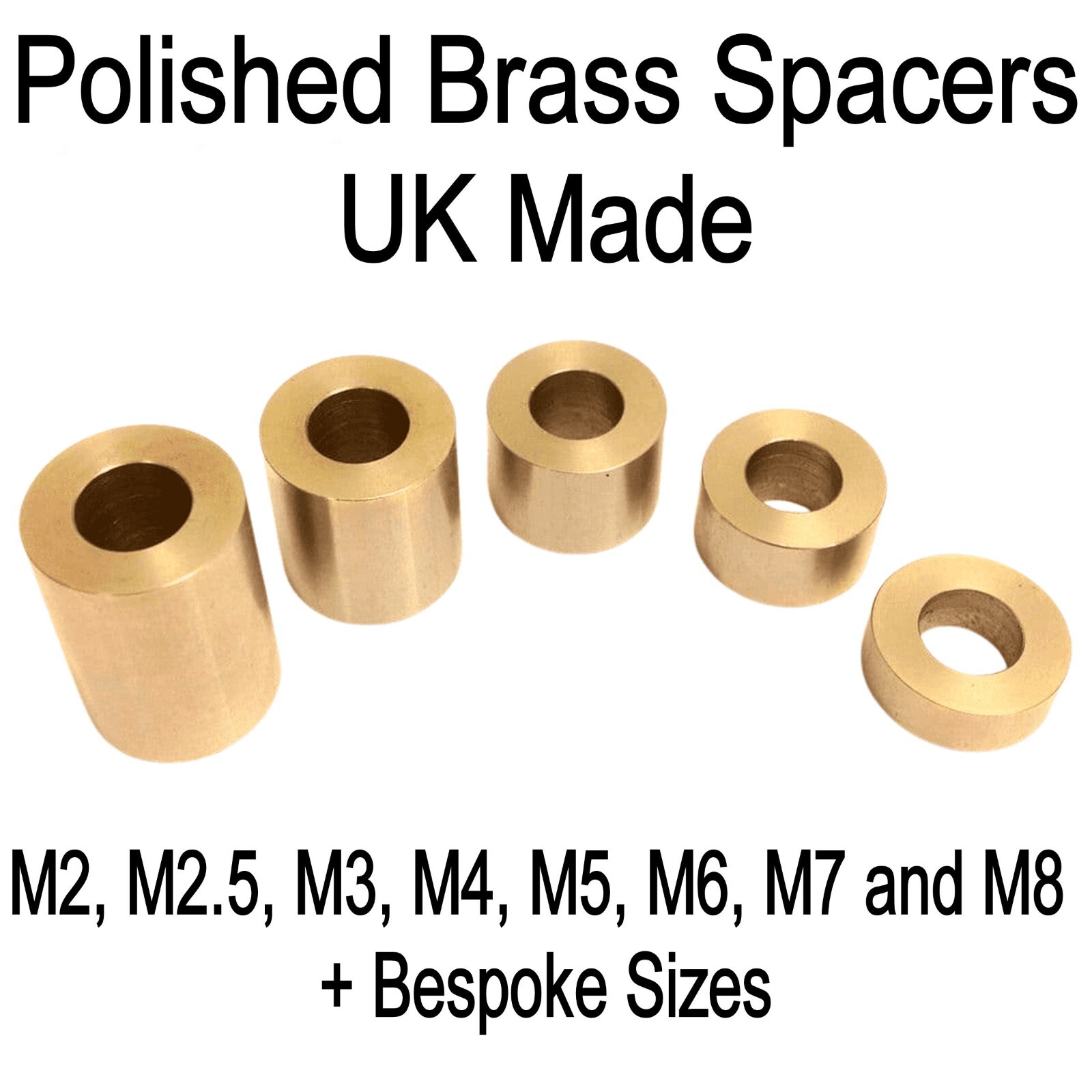 BRASS SPACERS Standoff Washers M2 M2.5 M3 M4 M5 M6 M7 M8 Lathe Turned ...