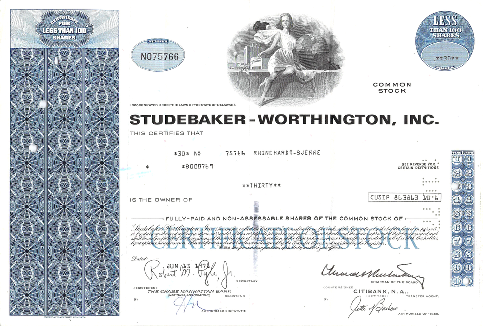 RHINEHARDT BJERRE HEIRLOOM AUTOGRAPH STOCK CERTIFICATE | eBay