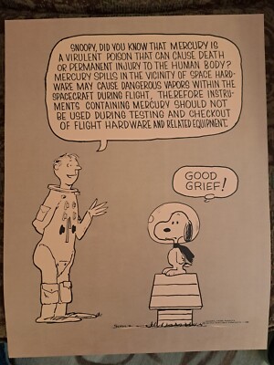 NASA Space Poster Snoopy "Good Grief" Reddish Hue Vintage Original ...