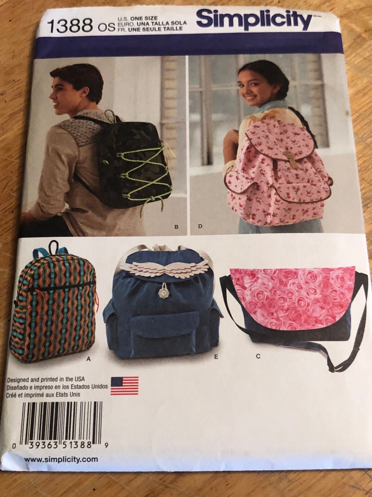 🌼 SIMPLICITY #1388 - SCHOOL - HIKING BACKPACKS & MESSENGER BAG PATTERN ...