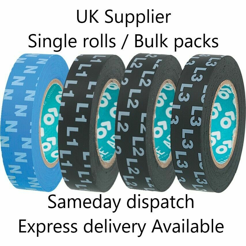 L1 L2 L3 N Electrical Phase Marking Tape 3-phase Wiring 15mm 10m Bulk ...