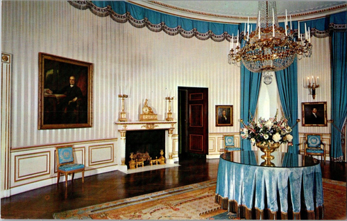 Postcard Interior White House Blue Room Washington DC Chrome Unposted ...