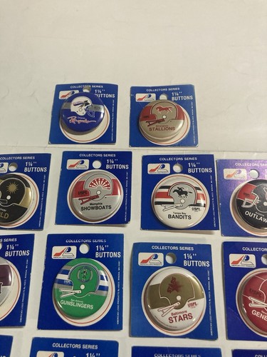 Carded 1 1/4” 1.25 Inch USFL Helmet Logo pin complete set 14 total 1982 ...
