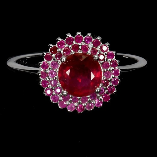 925 Sterling Silver Ring Round Ruby 6mm Ruby Diamond Cut Gemstone ...