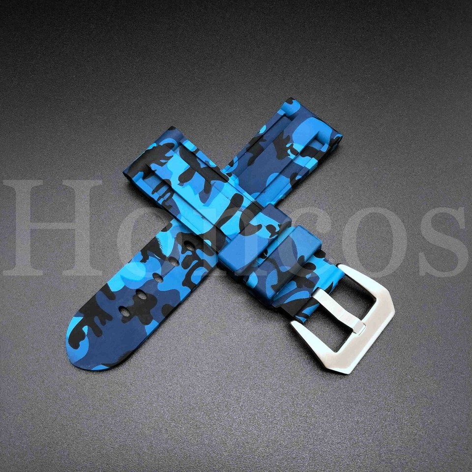 22 24 26 mm Camo Rubber Band Strap Fits for Panerai PAM Watch 40 44 45 ...
