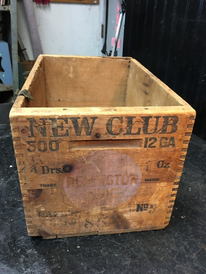 REMINGTON UMC NEW CLUB 12 GA SHOTGUN SHELL EMPTY WOODEN AMMO BOX CRATE ...