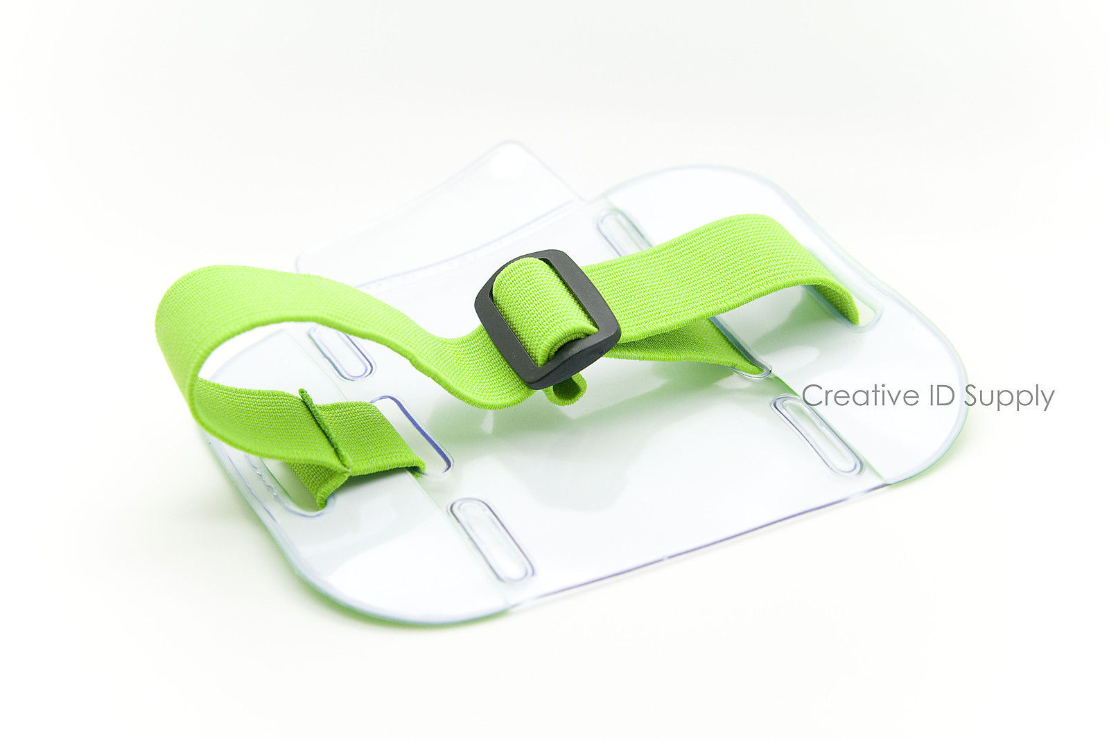 Reflective Green Arm Band Photo ID Badge Holder Vertical w/ Elastic ...