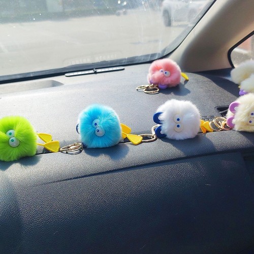 Girls Ball Keychain Small Plush Decoration Fuzzy Cartoon Big Eyes ...