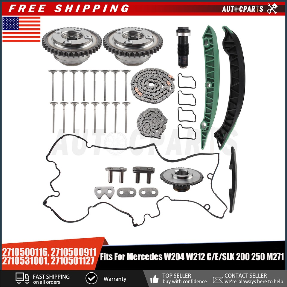 FITS MERCEDES M271 TURBO CHARGED TIMING CHAIN KIT CAMSHAFT GEARS W204 ...