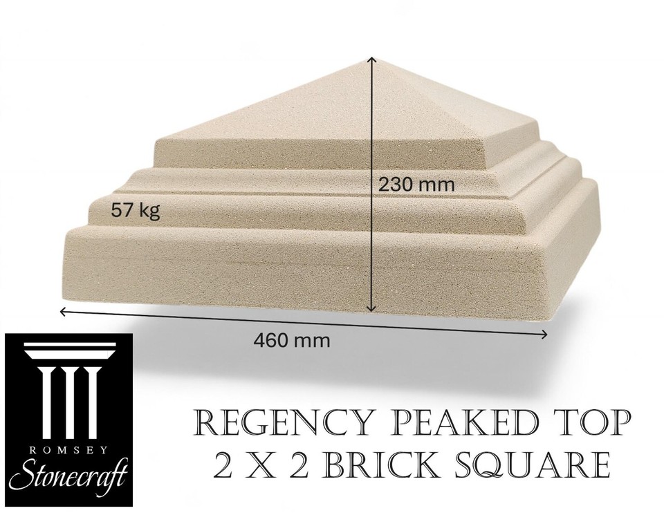 Cast Stone Pier Cap 2x2 RPT / Pillar Wall Caps / Brick Wall Caps / Pier ...