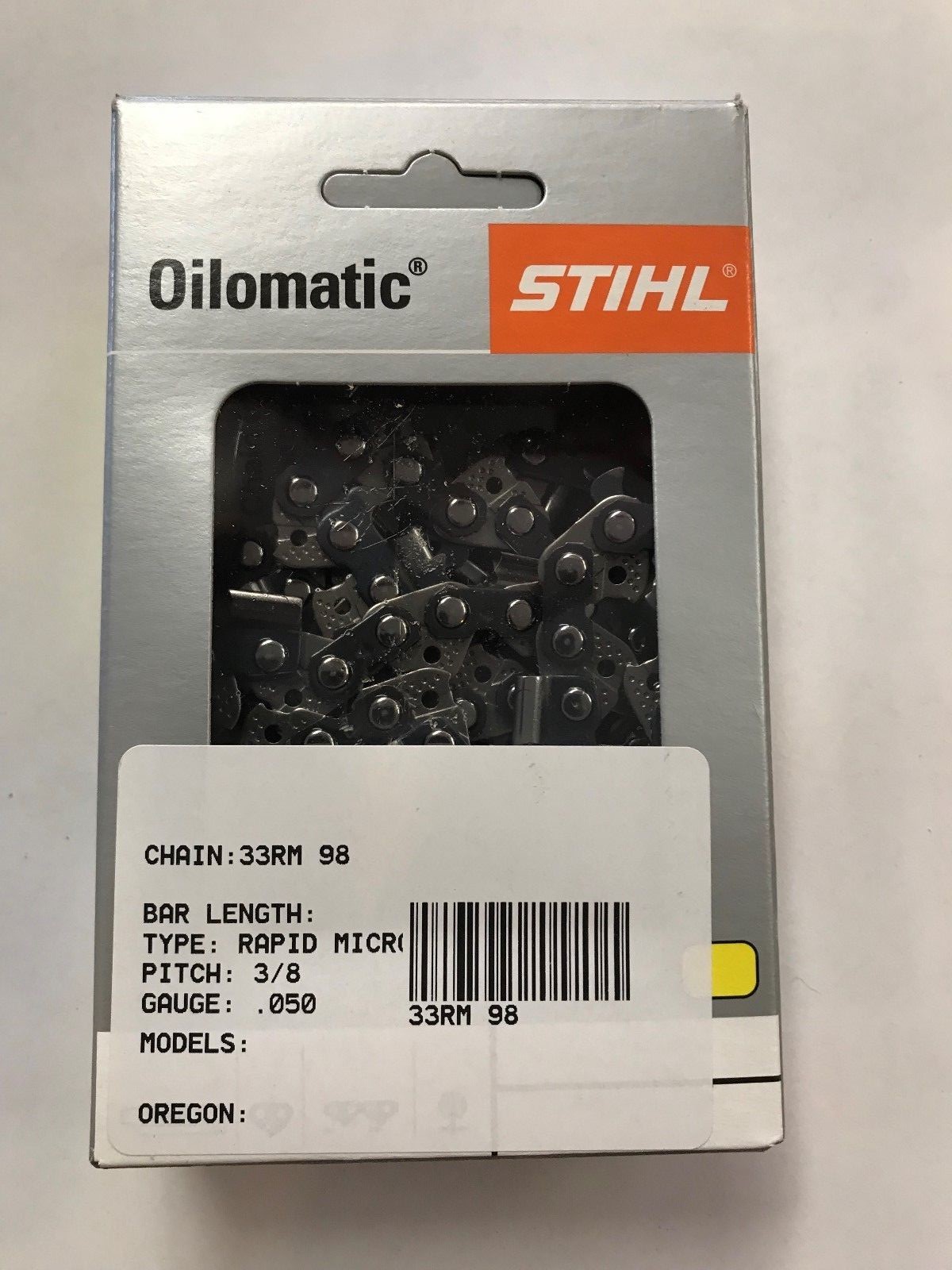 33RM 98 STIHL CHAINSAW SEMI CHISEL CHAIN 30 IN BAR 3/8BLADE .50GAUGE ...