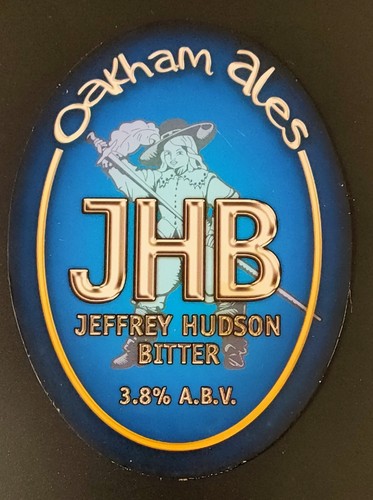 OAKHAM ALES BREWERY JEFFREY HUDSON BITTER JHB BEER PUMP HANDLE CLIP ...