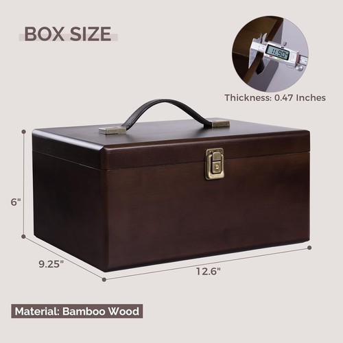 Wooden Storage Box, 12.6x9.25x6 inches X-Large Wood Gift Box with ...