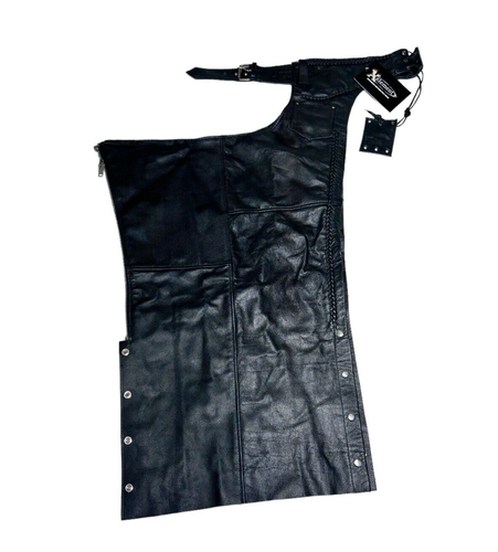 Xelement 7701 Women's Black 'Braided' Leather Motorcycle Chaps Size 10 ...