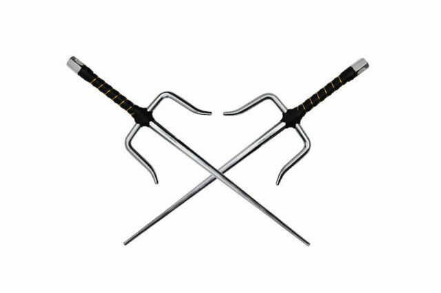 Set of 2 19" Black OCTAGON Stainless Sai Karate Practice Martial Arts ...