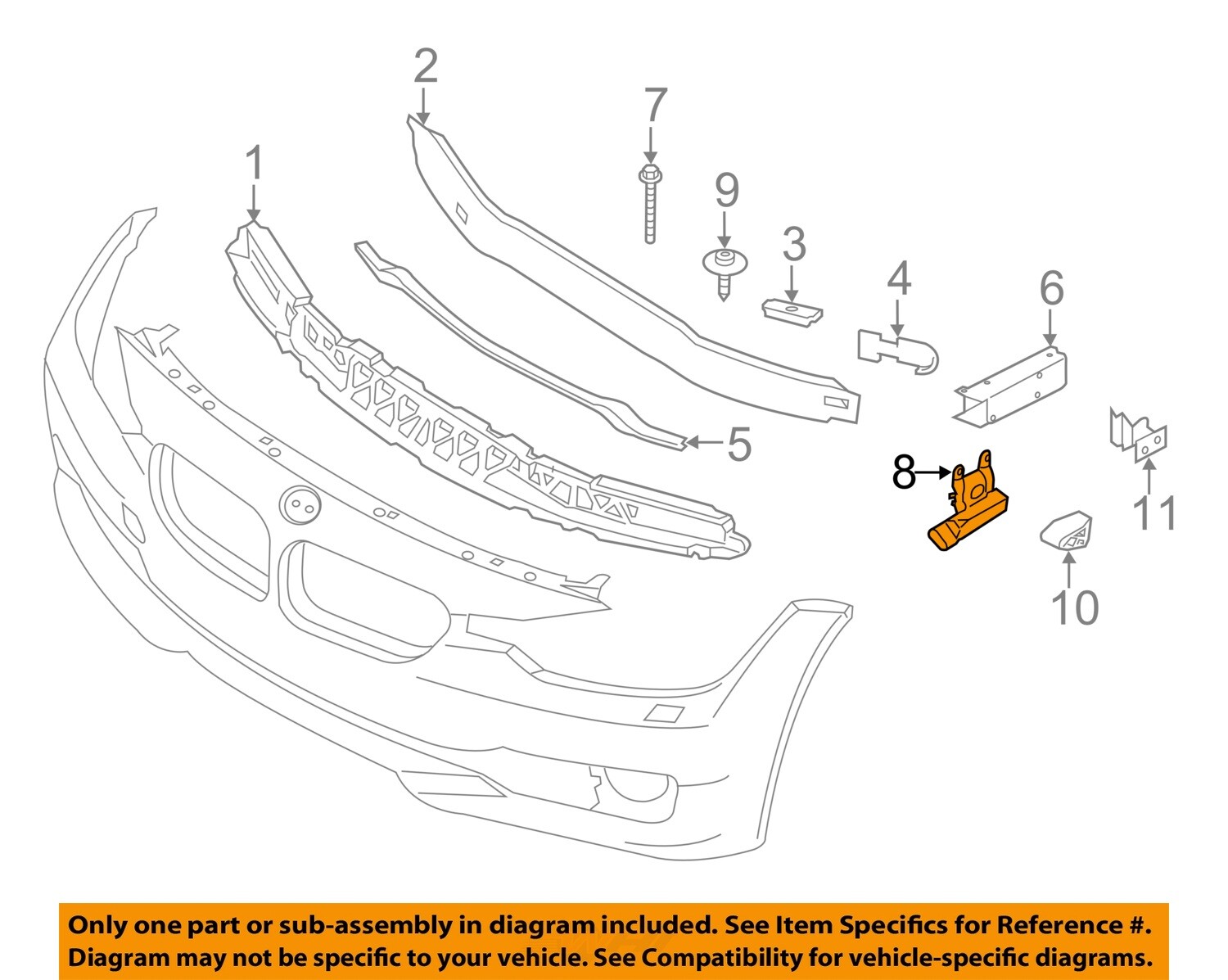 BMW OEM 15-16 M4 Front Bumper Grille Grill-Lower Bracket Left ...
