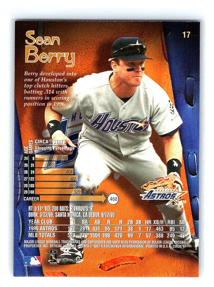 1997 Fleer Skybox Circa Sean Berry Houston Astros #17 | eBay