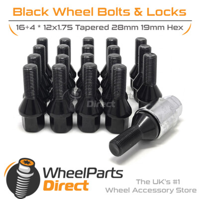 Wheel Bolts & Locks (16+4) Black for Volvo 850 (5 Stud) 92-97 on ...
