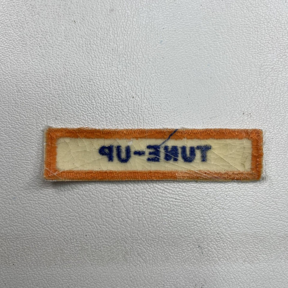 Vtg Orange On White TUNE-UP Car Auto Mechanic Tab Patch 00V5 | eBay